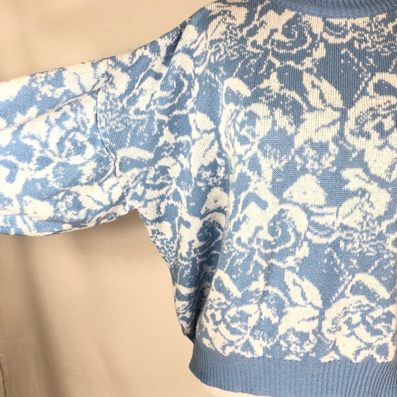 Gitano | Sweaters | Vintage 8s Gitano Blue Floral Sweater | Poshmark